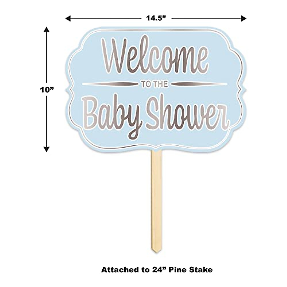 Beistle Welcome To The Baby Shower Yard Sign 2 Piece It's A Boy Party Decorations, 24" x 15", Light Blue/Silver