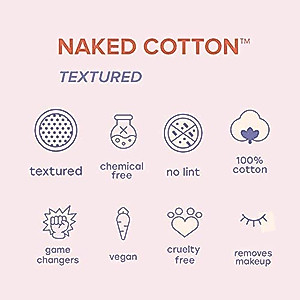 White Rabbit - NAKED COTTON Textured - Perforated Facial Cotton Pads - For Makeup Remover, Toner, Mask - 100% Cotton, Unbleached, Lint-Free - Exfoliating & Durable - Natural & Cruelty-Free - 200 Count