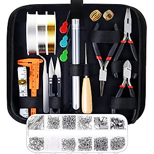 PAXCOO Jewelry Making Supplies Kit with Jewelry Tools, Jewelry Wires and Jewelry Findings for Jewelry Repair and Beading