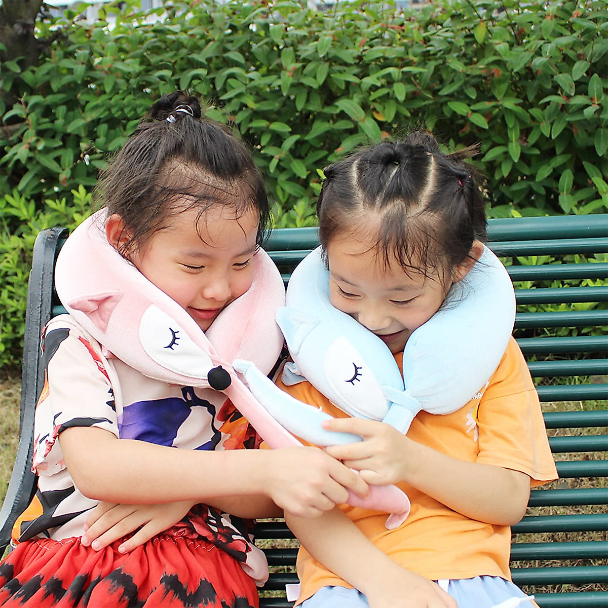 ITODA U Shaped Fox Airplane Travel Pillow Cute Neck Head Chin Support Sleep Cushion Compact Portable Animal Washing Nap Headrest for Office Home Car Train Bus Camping