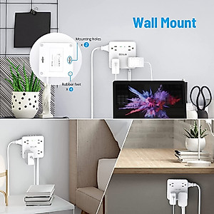 TROND Surge Protector Power Strip with USB, Ultra Thin Flat Plug Extension Cord 5ft, 8 Wide AC Outlets, 3 USB A & 1 USB C, 1440J Surge Protection for Home Office Dorm Room Essentials, White