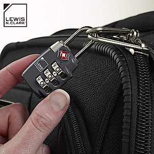 Lewis N. Clark Travel Sentry TSA-Approved Luggage Lock, Large 3 Dial Combination with Easy Read Dials - Black (Pack of 2)