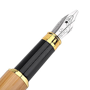 Delaman Bamboo Fountain Pen Calligraphy Pens Duckbill Parallel Nib Fine Art Pen Art Writing Nib Business Broad Stub Chisel-pointed (1.5mm)