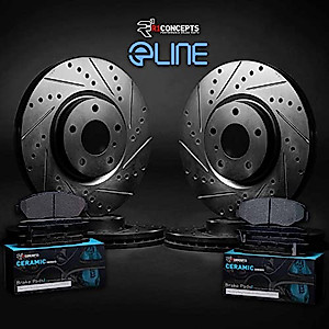 R1 Concepts Front Rear Brakes and Rotors Kit |Front Rear Brake Pads| Brake Rotors and Pads| Ceramic Brake Pads and Rotors|fits 1998-2003 Mercedes-Benz E320