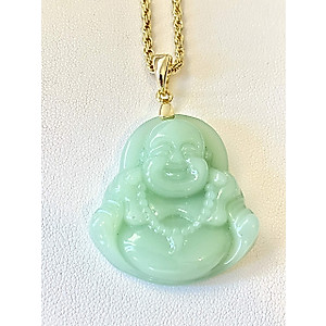 Smiling Laughing Buddha Green Jade Pendant Cute Necklace Rope Chain Genuine Certified Grade A Jadeite Jade Hand Crafted, Jade Neckalce, 14k Gold Filled Buddha necklace, Jade Medallion Apple Green