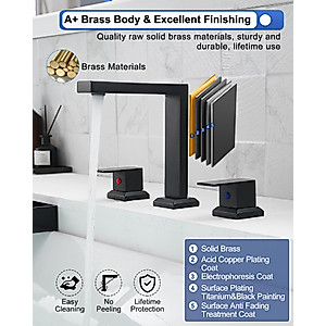 HEYMYTAP High Flow Bath Tub Faucet, Roman Bathtub Faucet Black Tub Faucet Set Solid Brass Soaking Tub Faucet 2 Handle Bathtub Faucets Deck Mount Quiet Longer Spout Reach 5.3 inch No Leaks