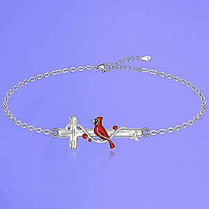 Cross Red Cardinal Bracelet for Women Memorial Cardinal Appear When Angels Are Near Cardinal Bracelets Cute Bird Sympathy Jewelry Gifts for Loss of Loved One