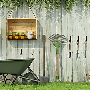 AKBFOX Wrought Iron Wall Mounted Hooks Heavy Duty Garage Storage Organizer Decorative Hanger for Home Garage Bathroom Kitchen Door Office Hanging Coat, Keys, Towel, Tools, Bags, Hat (Bronze)