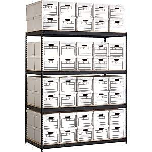 Lorell Archival Shelving Storage Rack, 84" x 69" x 33", Black