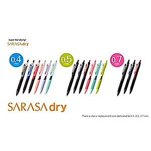 Zebra Sarasa Dry 0.5 Retractable Gel Ink Pen for left-handed, Rubber Grip, 0.5 mm, 3 Body Color Black Ink, Sticky Notes Value Set