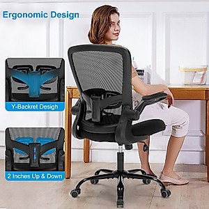 Office Computer Desk Chair，Ergonomic Executive Office Chair with Mesh, Adjustable Lumbar Support, Swivel Rolling for Home, Bedroom, Study, Student, Adults, Black