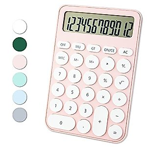 Standard Calculator 12 Digit,6.2 * 4.2in Desktop Large Display and Buttons,Calculator with Large LCD Display for Office,School, Home & Business Use,Automatic Sleep,15 °Tilt Screen (Pink)