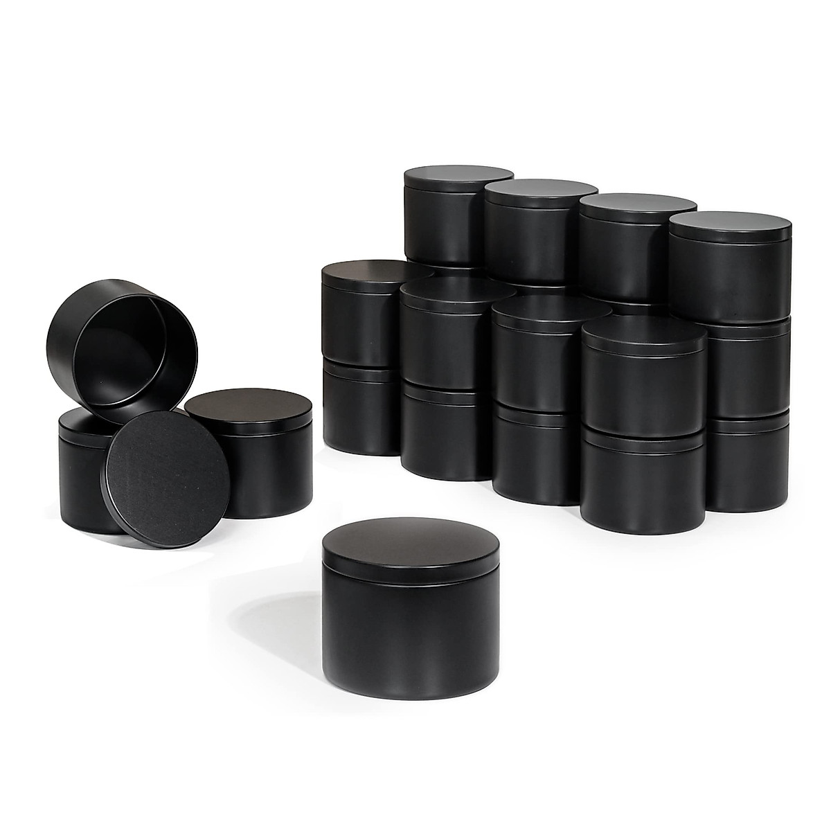 Aroparc Candle Tins 8oz with Lids, 24 Pack Seamless Bulk Candle Containers for Candle Making Supplies Wholesale Empty Candle Jars - Black