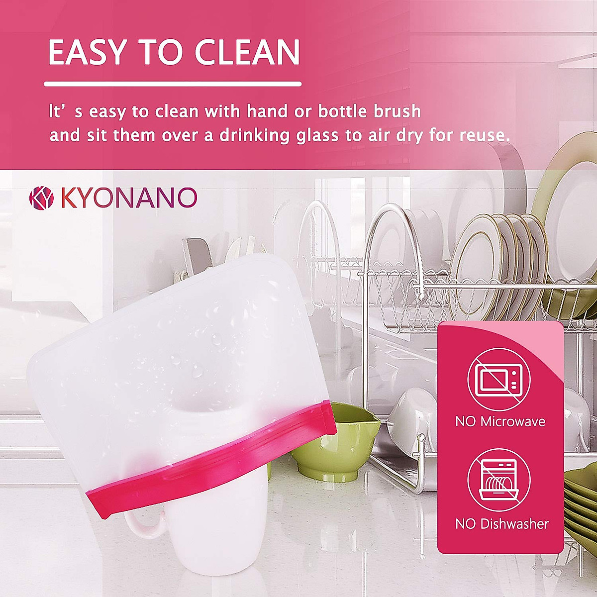 KYONANO Reusable Sandwich & Snacks Bags 10 Pack, Reusable Ziplock Storage Bags Freezer Safe, Extra Thick PEVA Material BPA/Plastic Free Bags for Lunch, Snacks, Toiletries, Make-up