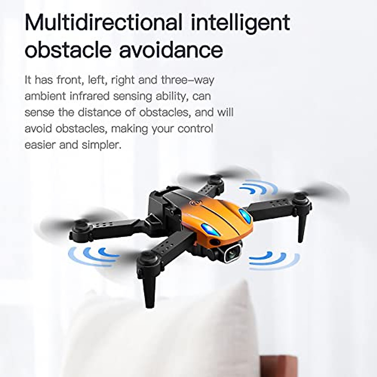 meekiee 2021 Latest Waterproof Professional RC Drone with 4K Camera Rotation,Drone with Dual Camera for Kids and Adults,E88 Pro RC Drone 4K Camera Rotation HD Wide Angle FPV Live Video (KY907 Orange)