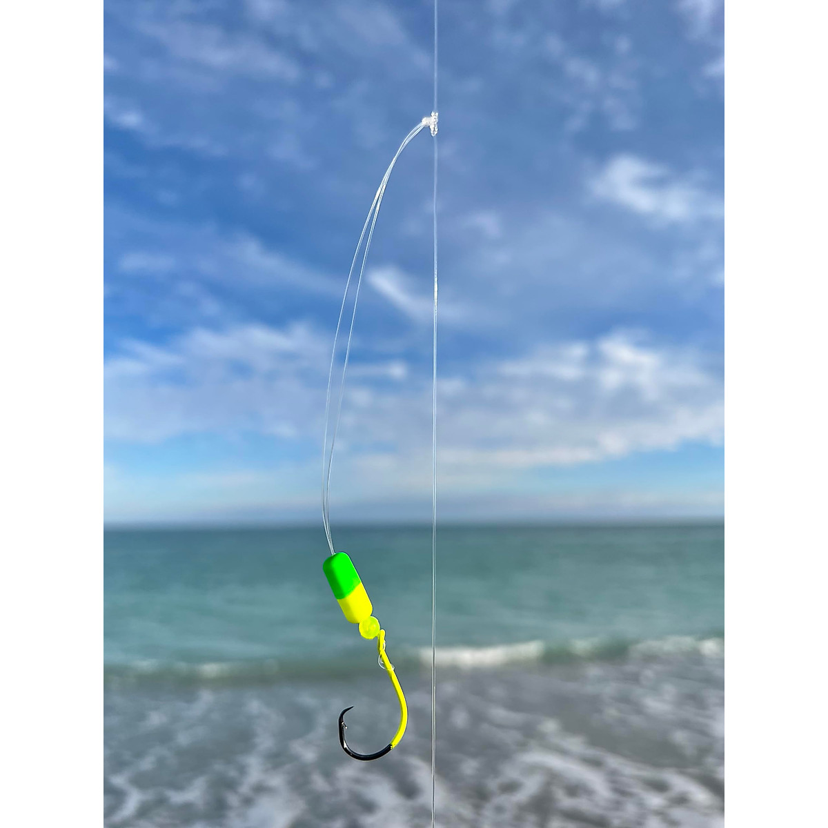 6 Pack 'Coquina Shells' Pompano Surf Fishing Rigs (25# Mono Pro-Tec Coated)