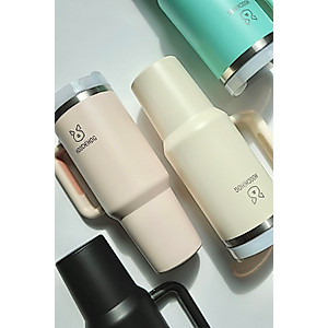 Hooch|Hog 40 oz. Tumbler With Handle Lid and Straw | Reusable Insulated Cup and Water Tumbler | Cup Holder Friendly (Cream)