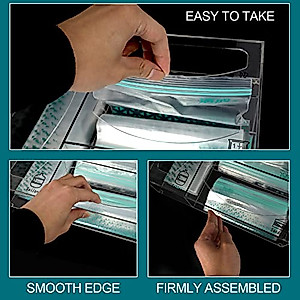 Ziplock Bag Storage Organizer Holders Acrylic Food Plastic Baggie Dispenser Applicable Kitchen Drawer and Pantry Compatible With Ziploc,Sandwich, Glad,Gallon,Snack,Quart Size Bag