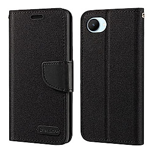 Shantime for Oppo Realme C30S Case, Oxford Leather Wallet Case with Soft TPU Back Cover Magnet Flip Case for Oppo Realme C30 (6.5”) Black
