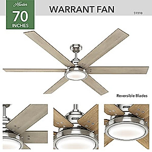 Hunter Fan Company 59398 Warrant Ceiling Fan, Brushed Nickel Finish