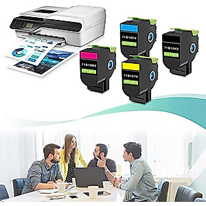 GREENBOX Remanufactured Toner Cartridge Replacement for Lexmark 71B0010 71B10K0 71B10C0 71B10M0 71B10Y0 3,000 Pages High Yield for Lexmark CS317 CS417 CS317dn CX317dn CS417dn CX417de CX317 (4 Packs)