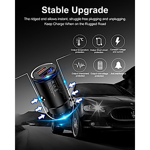 2Pack Fast Car Charger USB C, 30W Mini Cigarette Lighter Adapter, Dual Port PD&QC 3.0 USB C Car Phone Charger Type C Car Plug Fast Charging for iPhone 15 14Pro 13 12, Pixel 8 7 Pro 7a 6 5 4XL, Samsung