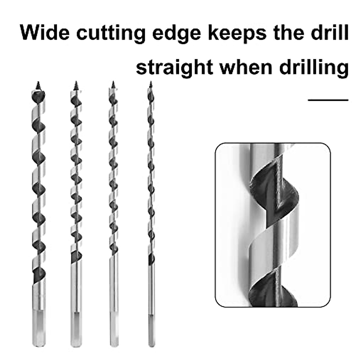 LDEXIN 4 Pcs 9" (230mm) Length Wood Auger Drill Bit Set, 6/8/10/12mm Hex Shank Ship Auger Bit Brad Point Auger Drill Bits for Hardwood, Softwood