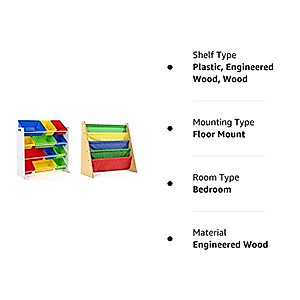 Humble Crew, White/Primary Kids' Toy Storage Organizer with 12 Plastic Bins & Natural Wood/Primary Kids Book Rack Storage Bookshelf, 4 Tiers, Toddler