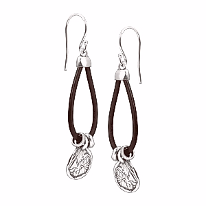 Silpada 'Medallion' Drop Earrings in Sterling Silver & Leather