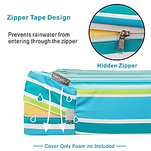 NettyPro Outdoor Cushion Slipcovers Waterproof 20 x 18 inch Patio Furniture Chair Seat Cushion Covers with Zipper and Tie, Replacement Cover Only, Stripes Turquoise