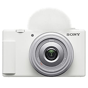 Sony ZV-1F Vlogging Camera, White with ACCVC1 Vlogger Accessory Kit