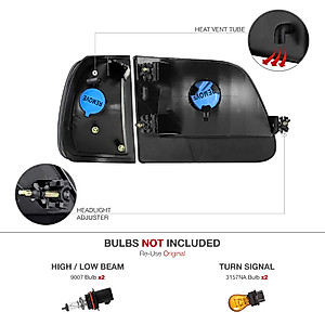 VIPMOTOZ For 1997-2003 Ford F150 Headlights & Turn Signal Cornering Lamps - Matte Black Housing, Driver and Passenger Side