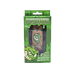 SPITBOARDS 34mm x 96mm Pro Fingerboard Set-Up (Complete) | Real Wood Deck | Pro Trucks with Lock-Nuts and Pro Bushings | Polyurethane Pro Wheels with Bearings | Slimeball (Wood Version)