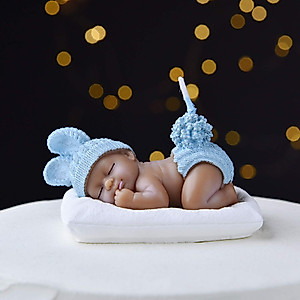 iLikePar Birthday Candle Brown Sleeping Baby Cake Topper Candle for Party Baby Shower and Wedding (Blue)