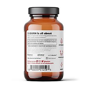 UMZU ZuBurn Thermogenic Fat Burner Supplement for a Healthy Body Composition | Natural Ingredients to Support Metabolism, Increase Calorie Burn & Reduce Body Fat* (30 Day Supply | 60 Capsules)
