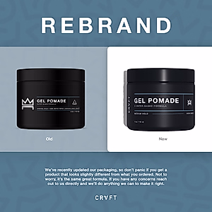 CRVFT Gel Pomade 4oz | High Shine/Medium Hold | Water Based/Water Soluble | Ideal For Short/Medium Thin/Thick Hair | For A Clean Cut Look | Men’s Styling Product [Clear], Stylist Approved [Scented]