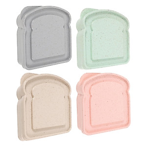 CALLARON 4 Pcs Sandwich Keeper, Reusable Sandwich Containers, Toast Shape Bread Box with Lid, Portable Sandwich Box, Food Fresh Keeping Box, Sandwich Containers for Lunch Boxes 4.8 x 5.1 inch