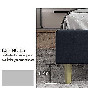 Zoophyter Upholstered Platform Bed Frame Queen Size with Headboard,Strong Wooden Slats Support No Box Spring Needed Easy Assembly Dark Grey