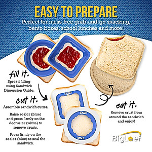 Uncrustable Sandwich Cutter and Sealer - PBJ Sandwich Cutter for Kids Lunch - Make & Freeze DIY Pocket Minis - Homemade Uncrustables Sandwich Maker - Crustless Bread Sandwich Sealer Decruster (2 Pack)