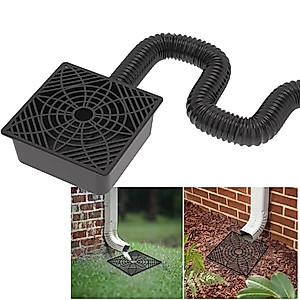 Upgraded Gutter Downspout Extensions Flexible, No Dig Catch Basin Downspout Extension with Leak-Proof Splash Block Kit,Extendable from 1.34’ to 5.1’