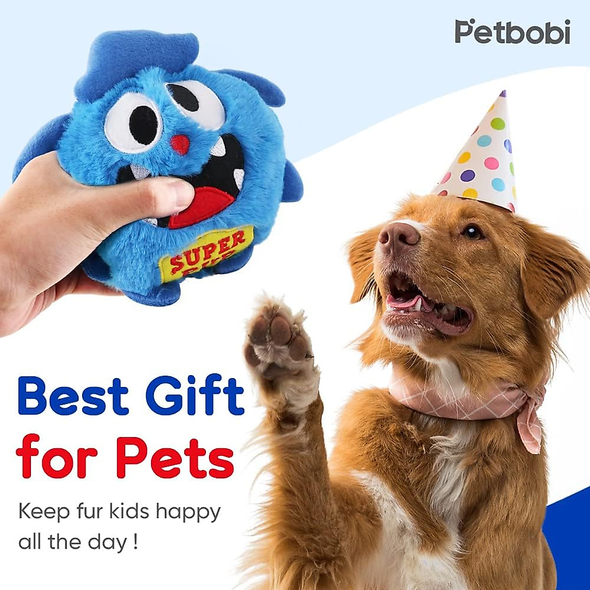 Petbobi Upgrade Dog Toys Interactive Monster Plush Giggle Ball Shake Squeak Crazy Bouncer Toy Exercise Electronic Toy for Puppy Motorized Entertainment for Pets