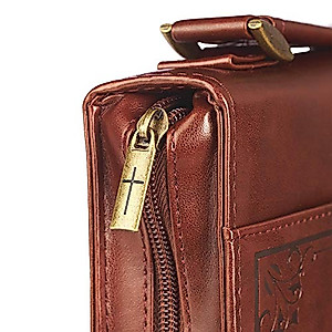 Christian Art Gifts Men's Classic Bible Cover Names of God Exodus 34:6, Brown Faux Leather, Large