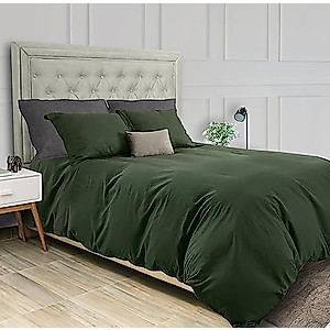 White Classic Avocado Dark Green Duvet Cover King Size Zipper Closure - Luxury Soft King Duvet Cover Set 3 Piece, 1 Duvet Cover 104x90 and 2 Pillow Shams | Comforter Not Included