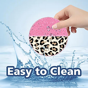 Jupswan Car Cup Holder Coaster 2 Pack Cute Leopard Print Acrylic New Automotive CupHolder Accessories Interior Decor Decorations for Women