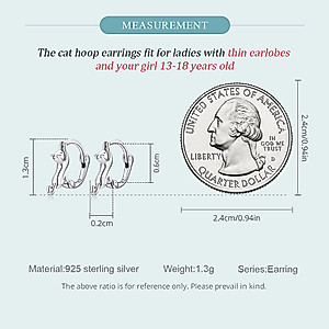 MUNDELL 925 Sterling Silver Cute Cat Tiny Huggie Hoop Earrings for Cat Lovers Hypoallergenic Earrings for Women Fine Jewelry