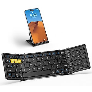 Artciety Foldable Bluetooth Keyboard, Folding Portable Wireless Keyboard with Numeric Keypad, Pocket Travel Keyyboard for MacOS Android Windows iOS, Sync Up to 3 Devices (BT5.1 x 3)