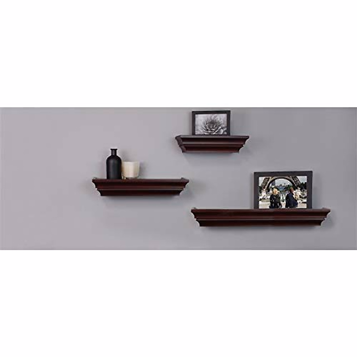 Pemberly Row Traditional Madison Shelves Set of 3 Espresso Engineered Wood