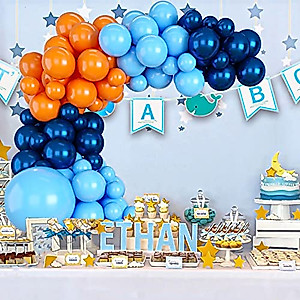Blue Balloons Garland Arch Kit, Navy Blue Orange Balloon Arch Kit, Blue Orange Latex Balloons Party Balloons For Birthday Decoration Wedding Baby Shower Engagement DIY Decoration Party Supplies