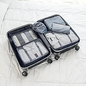 Adwaita 6 Set Packing Cubes, Travel Luggage Packing Organizers (Grey)