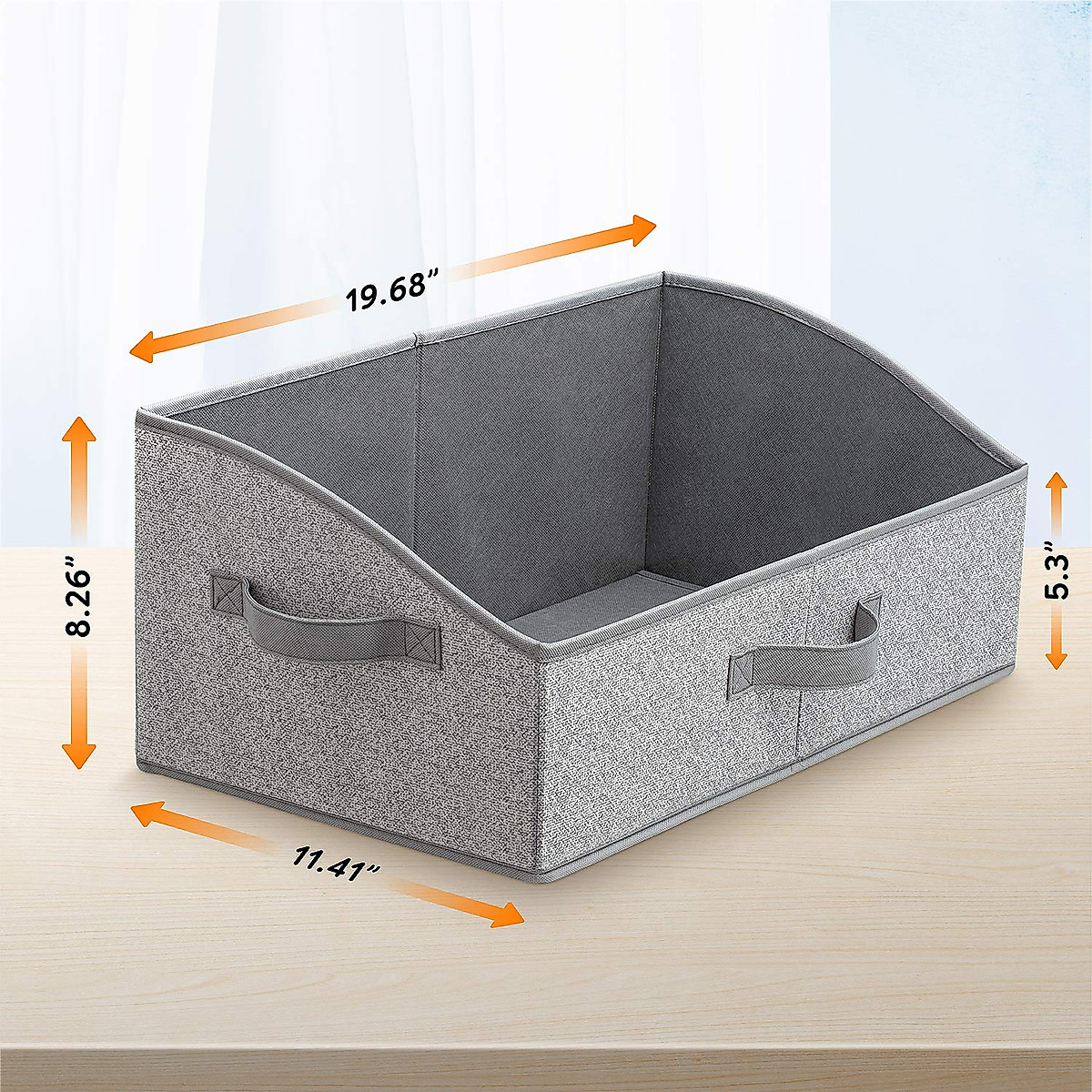 artsdi Set of 4 Large Capacity Storage Bins and Baskets with Handles,Closet Shelf Organizer Bin,Foldable Trapezoid Storage Box for Shelves,Clothes,Toys,Towel,DVD,Book (19.7"x11.4"x8.3",Black)